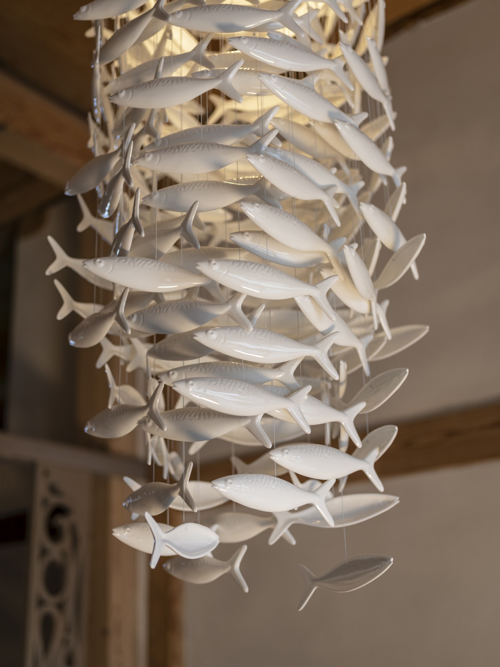 Shoal286 ceramic fish chandelier by Scabetti