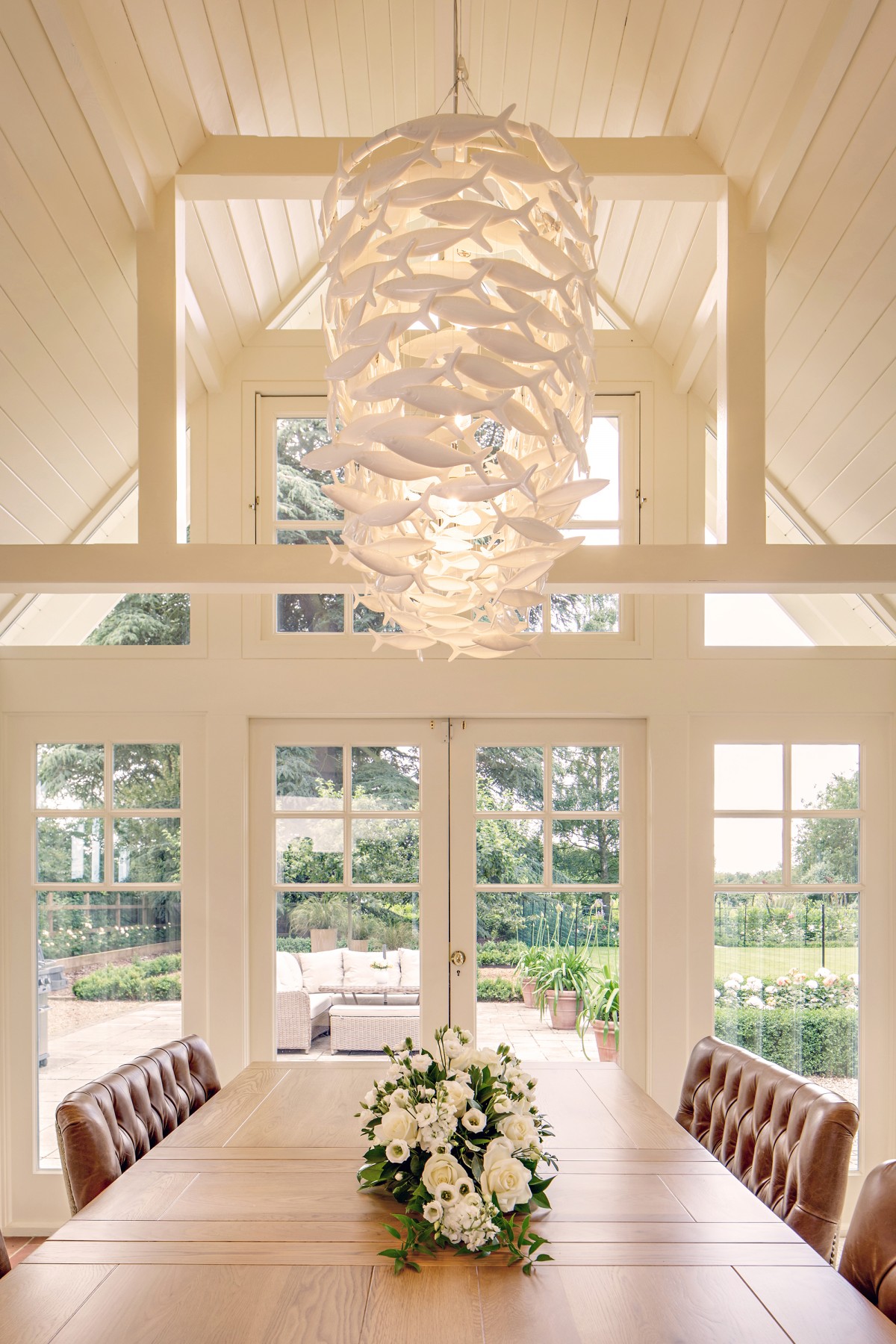 Shoal ceramic fish chandelier light and sculpture by Scabetti
