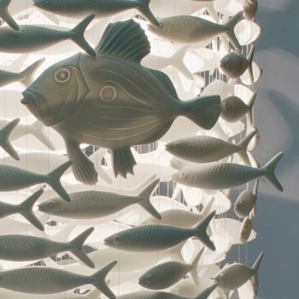 The portfolio of work by Scabetti, including the original ceramic fish ...