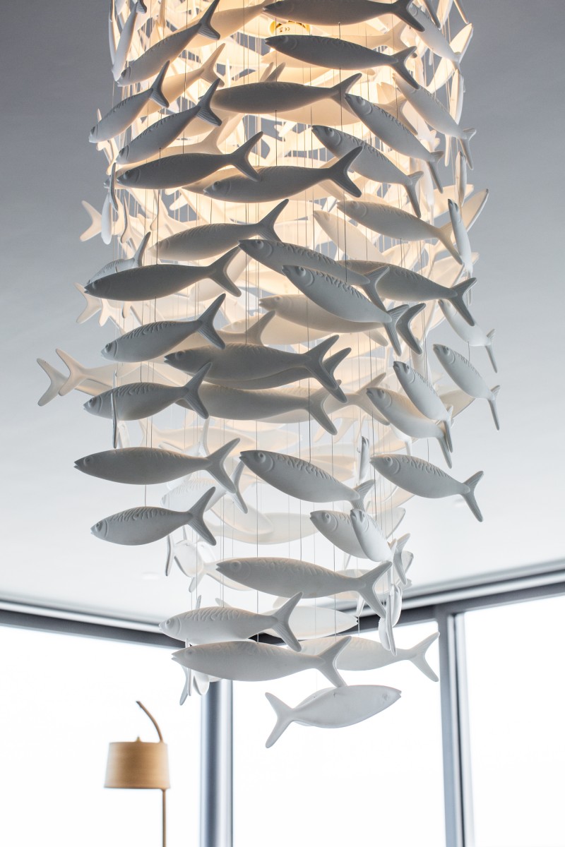 Shoal286 ceramic fish chandelier by Scabetti